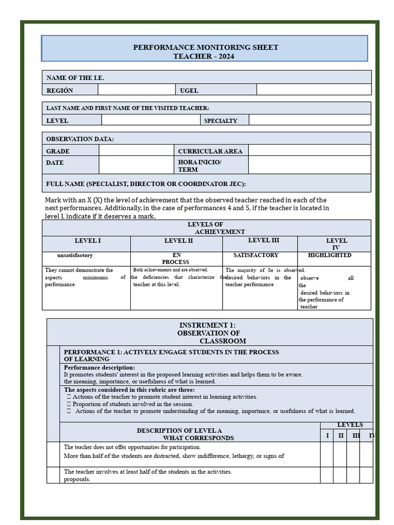 MONITORING SHEETS -2024 (word) | PDF | Teachers | Thought