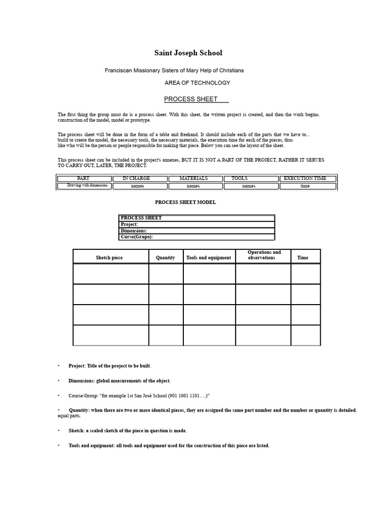 Technology Project Process Sheet Guide | PDF