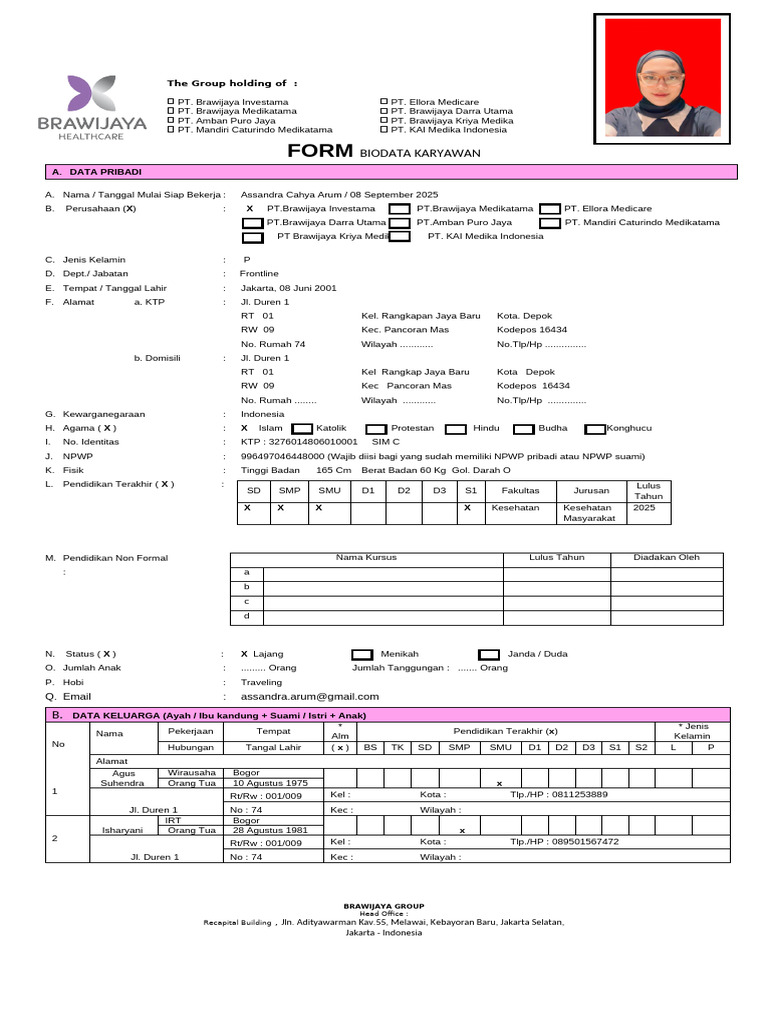 Form Biodata Karyawan 2025 | PDF
