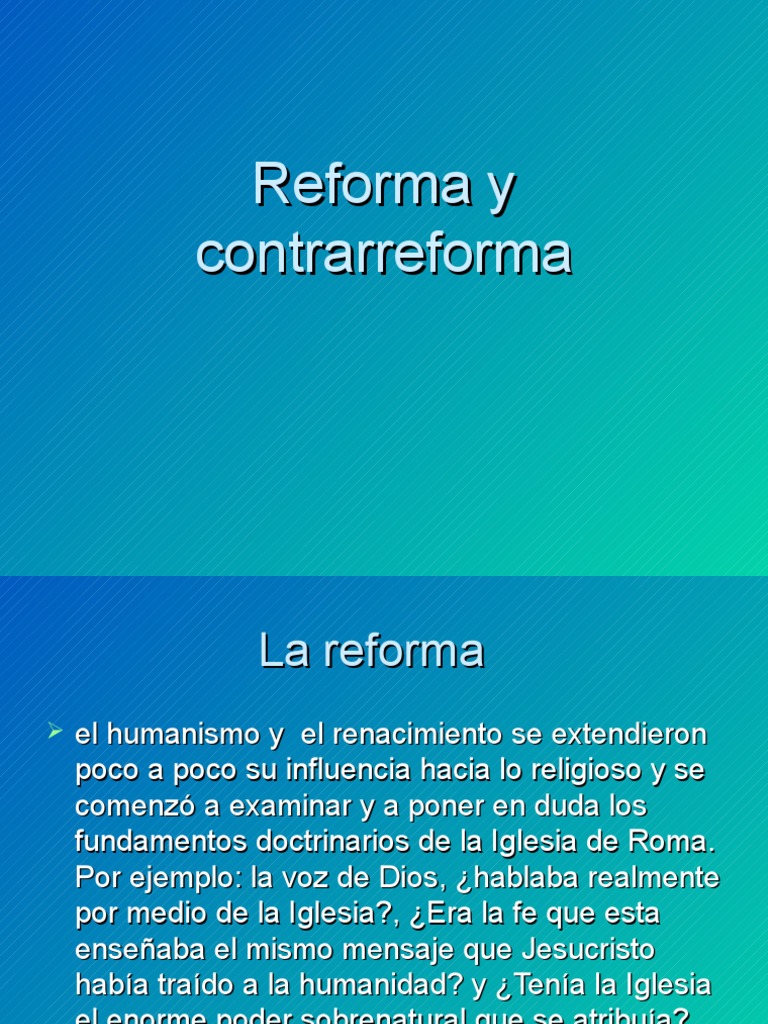 Reforma y Contra Reforma | PDF | Martin Luther | Iglesia Católica