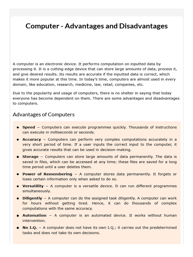 Computers: Pros and Cons Explained | PDF | Cybercrime | Computer Security