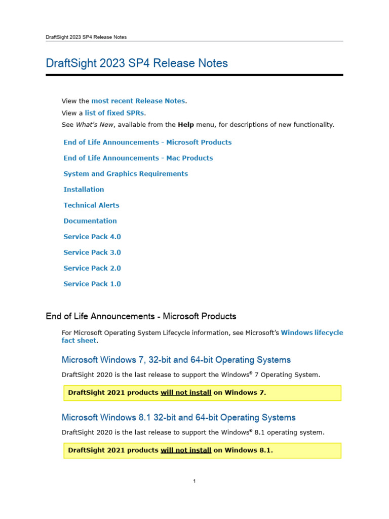 DraftSight 2023 Release Notes | PDF | Microsoft Windows | Windows 8.1