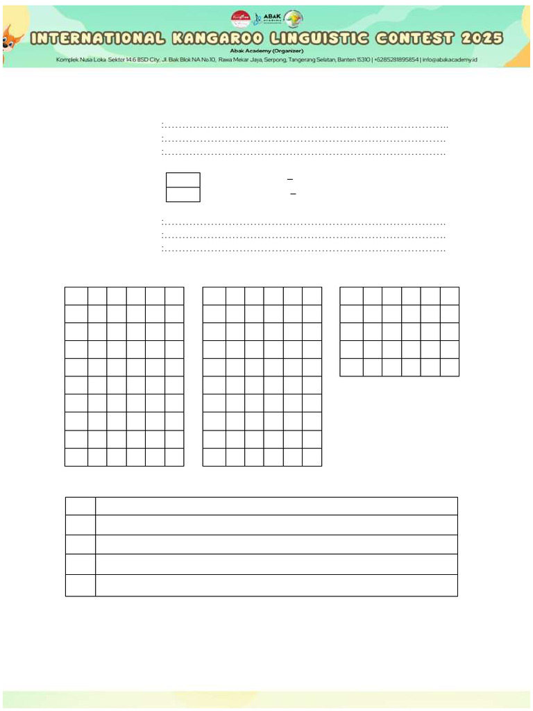 Answer Sheet Iklc 2025 - The Start & Story | PDF