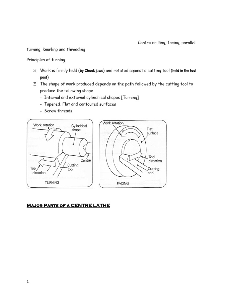 BASIC CENTRE LATHE WORK Bgcse Design and Technology | PDF ...