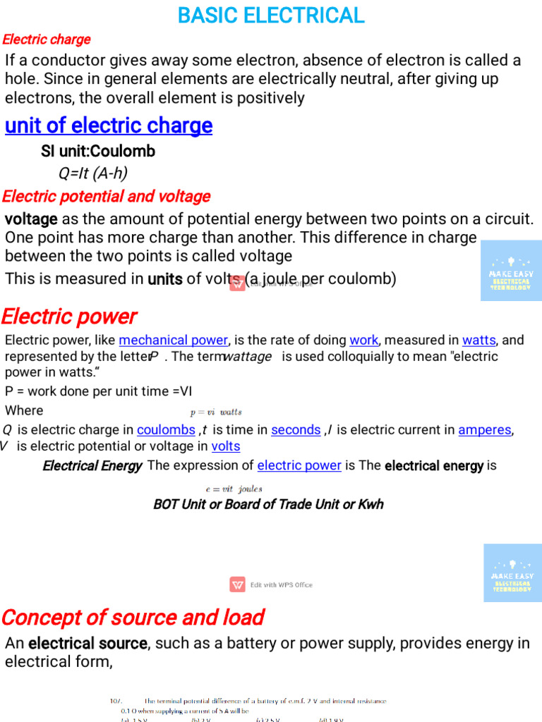 Basic Eletrical | PDF | Electric Power | Series And Parallel Circuits