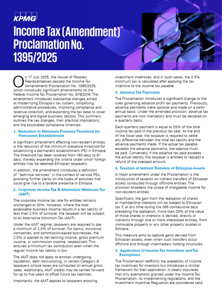 Income Tax (Amendment) Proclamation | PDF | Taxes | Alternative Minimum Tax