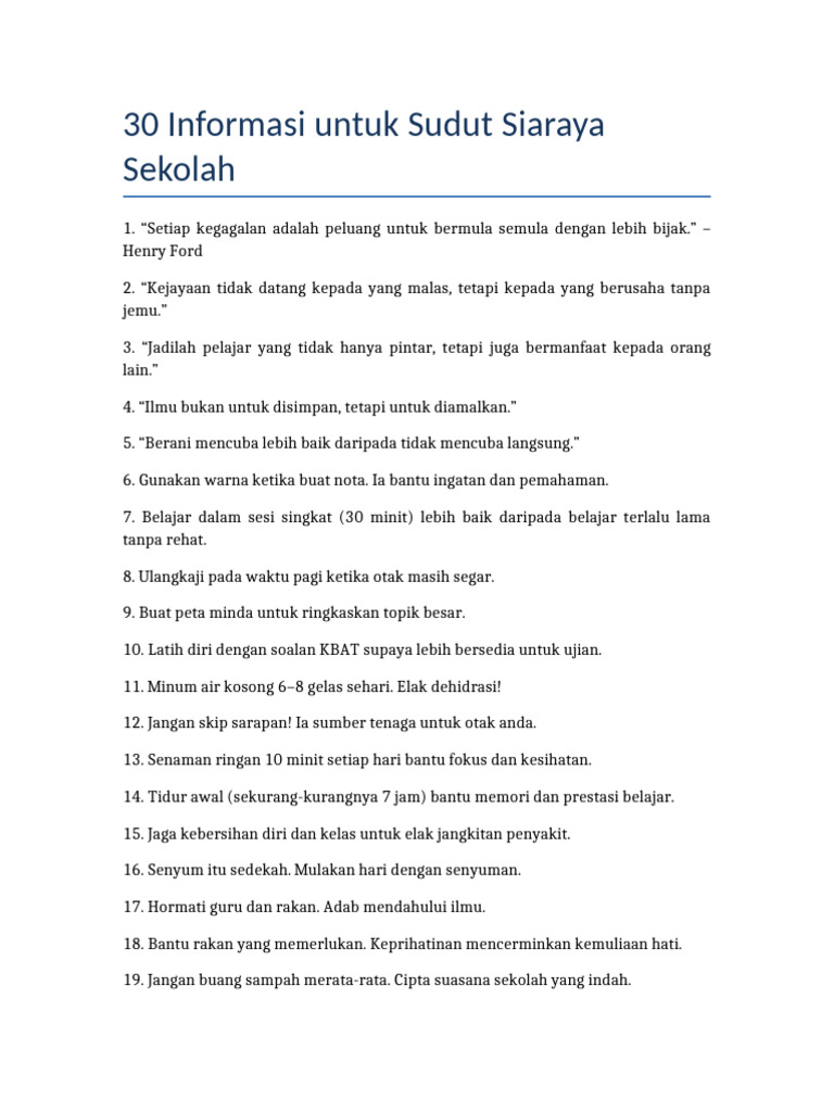 30 Informasi Sudut Siaraya | PDF