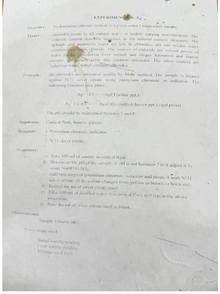 Exp - 3 (Chloride) | PDF