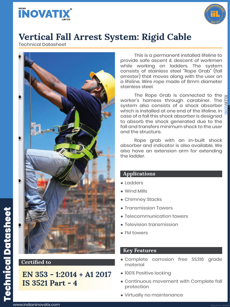 IIL-DOC-0112 - V2.0 - Vertical Fall Arrest System On Rigid Cable | PDF ...