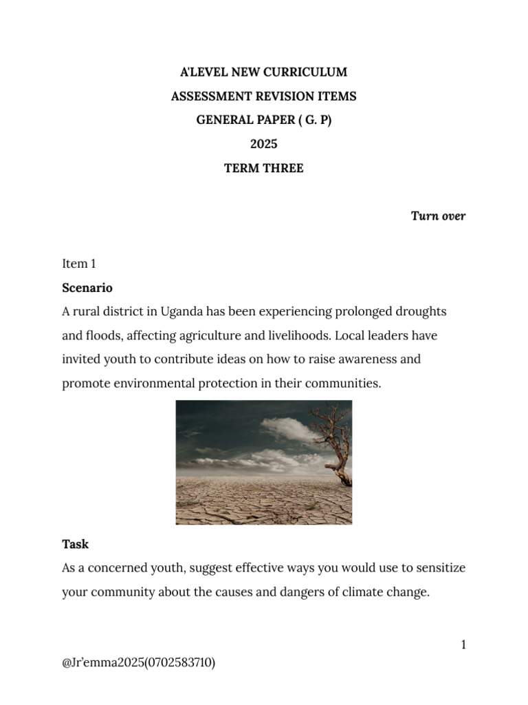 A'Level New Curriculum, General Paper S. 5 2025 | PDF