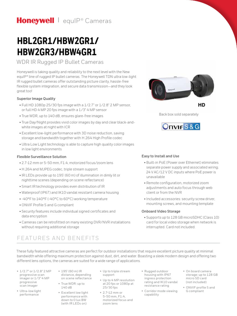 Honeywell equIP® Rugged IP Bullet Cameras | PDF | Camera | Video