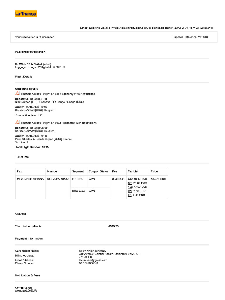 Billet MR Winner Mpiana 202510031217125 | PDF