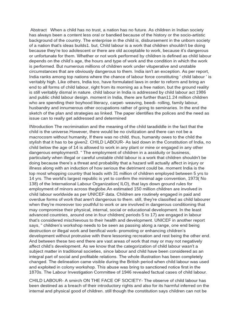 Abstract When A Child Has No Trust | PDF | Child Labour | Justice
