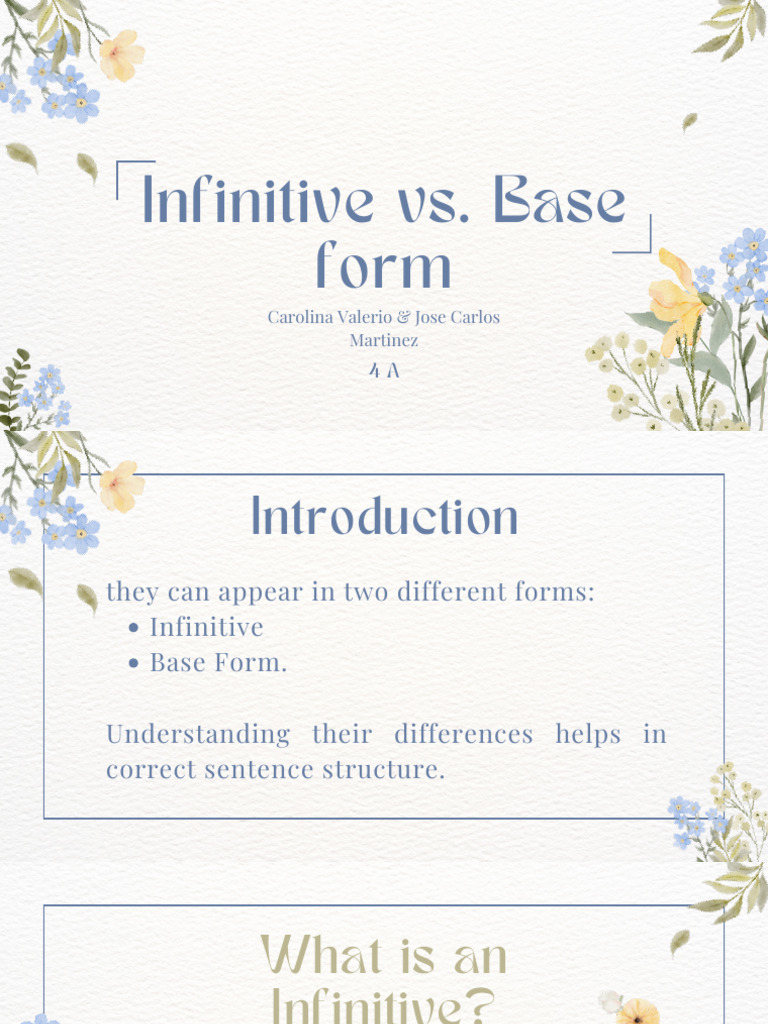 Infinitive Vs Base Form PDF | PDF