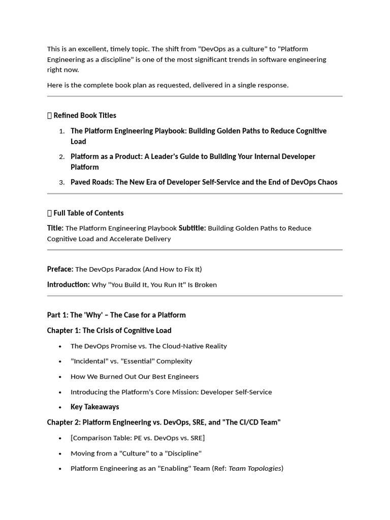 Platform Engineering Playbook Overview | PDF