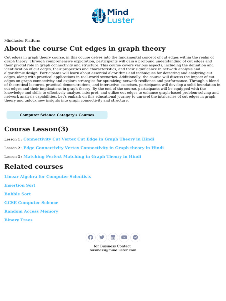 Cut Edges in Graph Theory Course Content | PDF