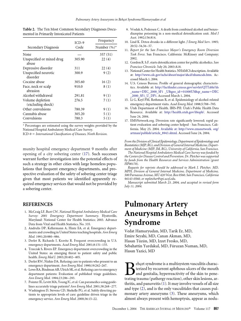 Pulmonary Artery Aneurysms in Behcet Syn | PDF | Thrombosis | Health Care