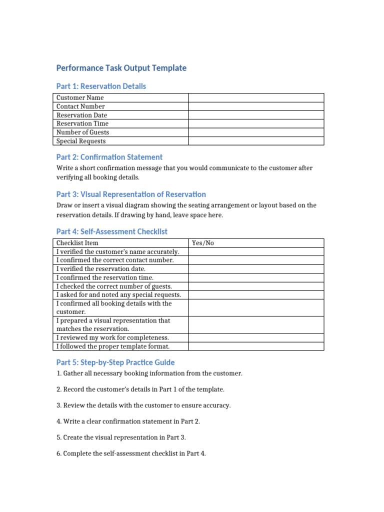 Performance Task Output Template | PDF