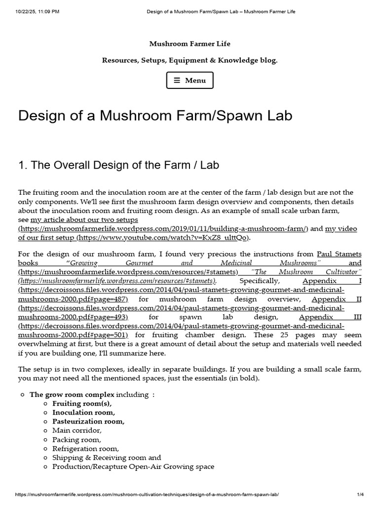 Mushroom Farm Design Overview | PDF