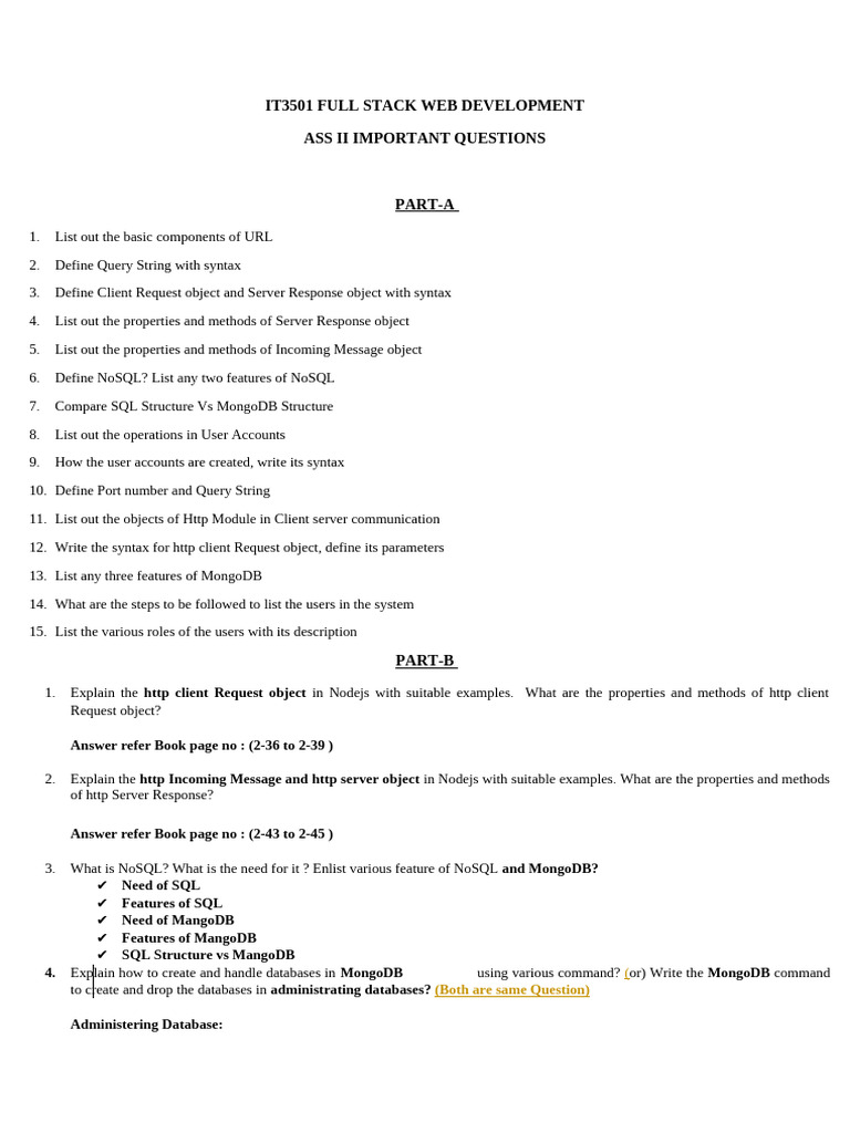 Essential Questions for Full Stack Web Development | PDF | No Sql | Web ...