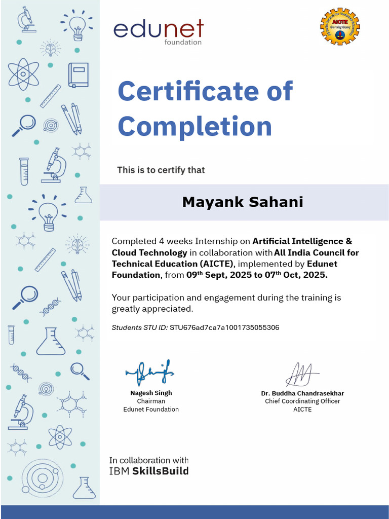 AI & Cloud Tech Internship Certificate | PDF