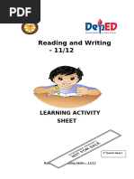 Grade 11 Reading and Writing Module 1 | PDF | Brainstorming | Reading ...