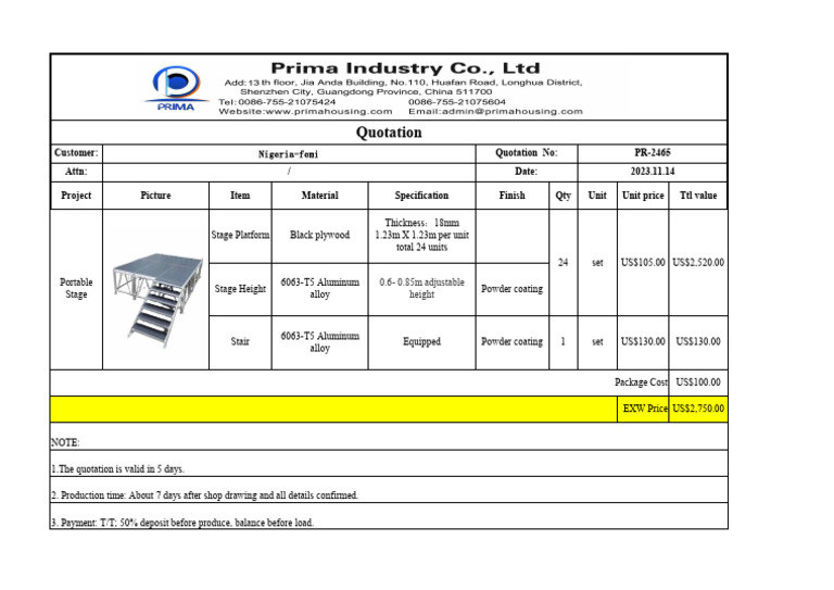 Quotation Foldable Stage | PDF