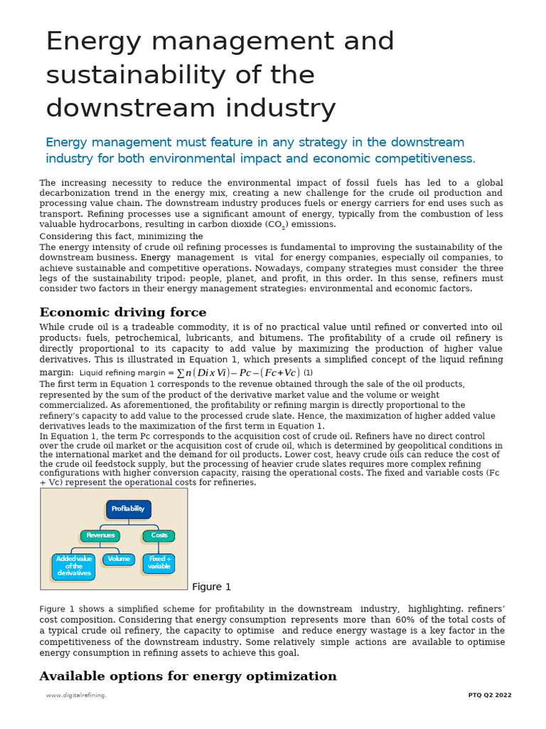 Energy Management and Sustainability of The Downstream Industry | PDF ...