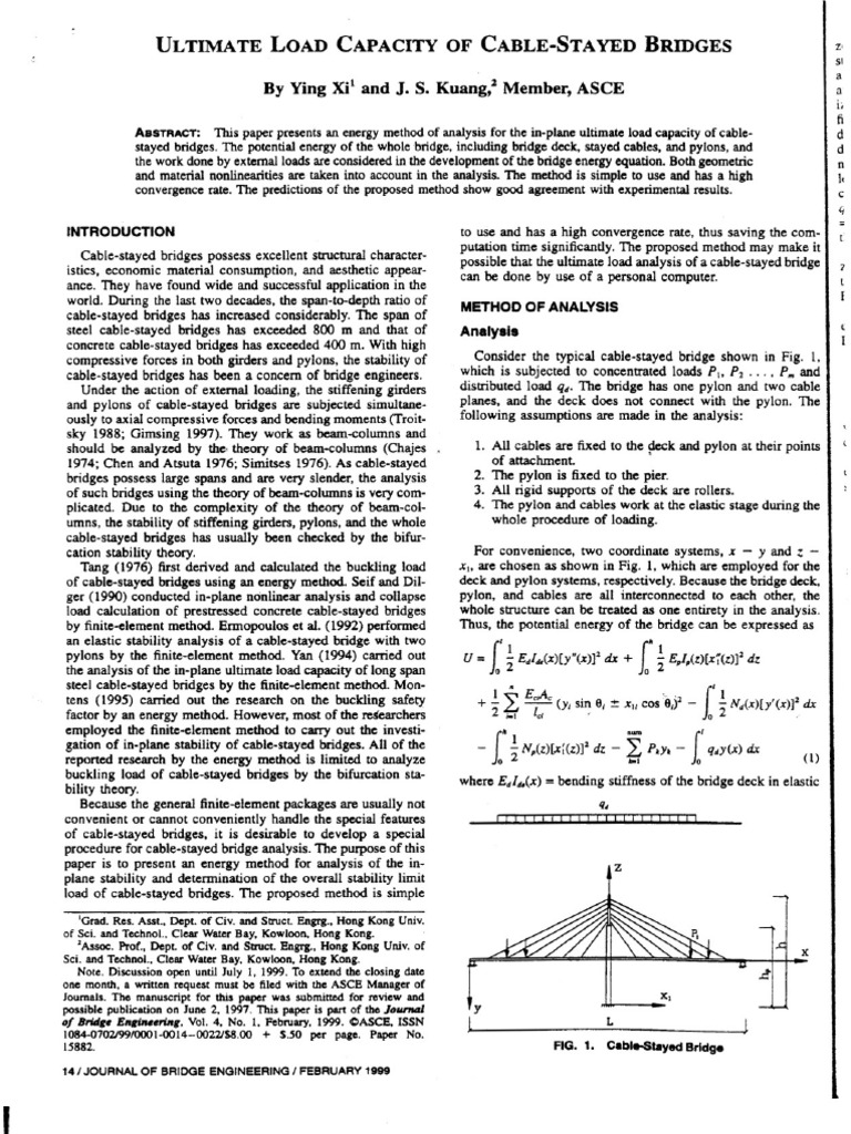 Ultimate Load Capacity of Cable-Stayed Bridges by Ying Xii and J. S ...