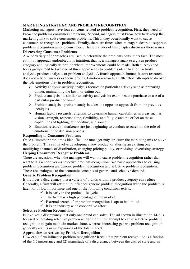 Marketing Strategies for Problem Recognition: Discovering Consumer ...