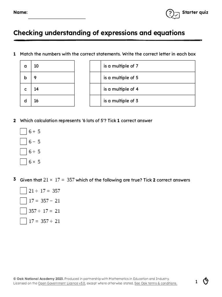 Starter Quiz Questions | PDF | Mathematics