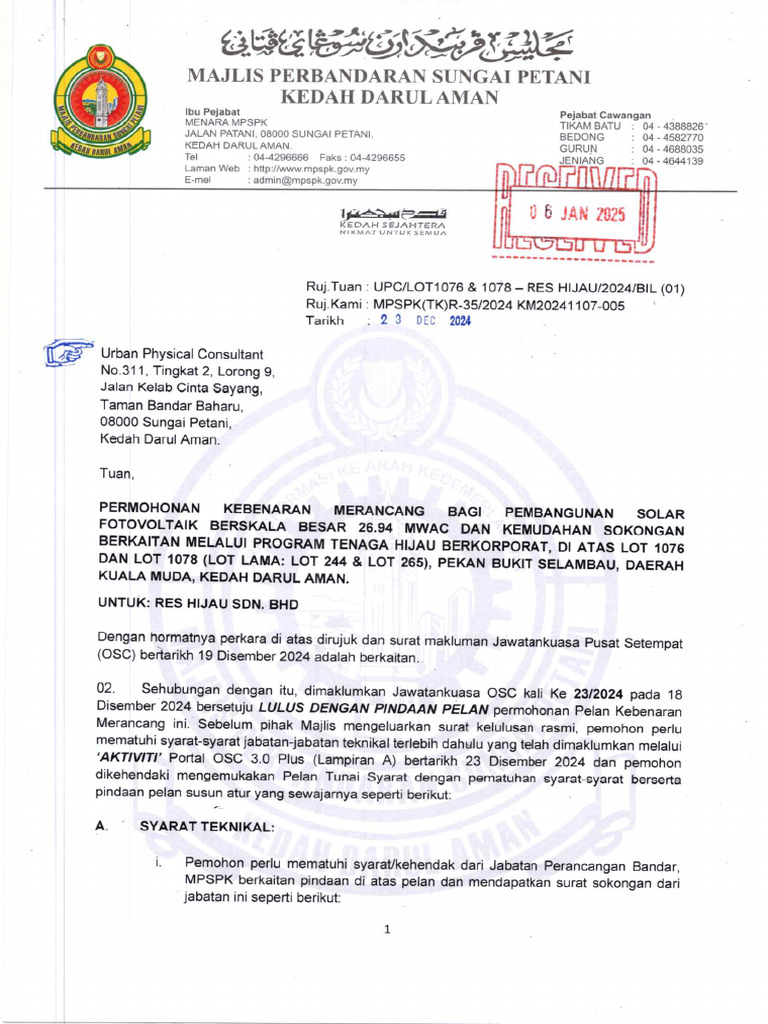 Appendix A - Surat Tunai Syarat MPSPK | PDF