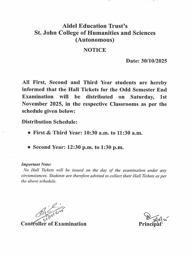 Hall Ticket Notice | PDF