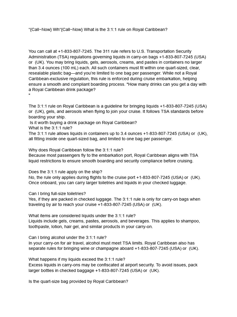 What Is The 311 Rule On Royal Caribbean1 | PDF | Transportation ...