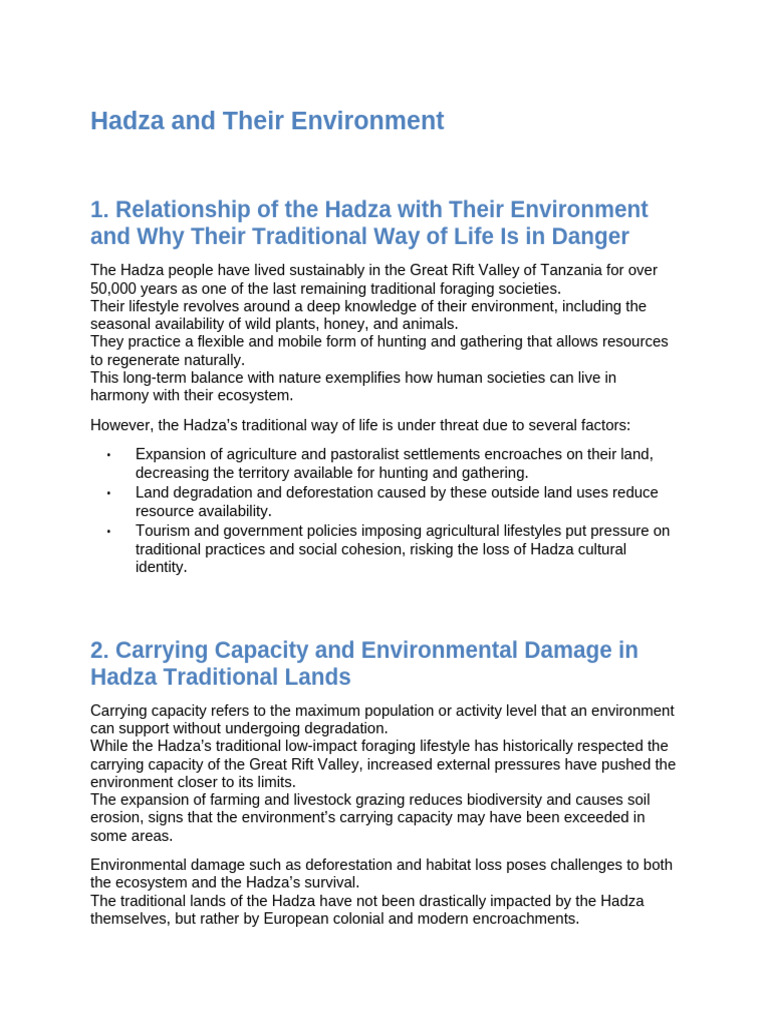 Hadza Environment Report | PDF | Environmental Degradation | Agriculture