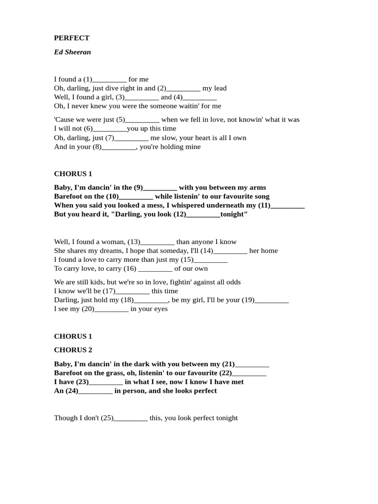 Ed Sheeran's "Perfect" Lyrics Breakdown | PDF