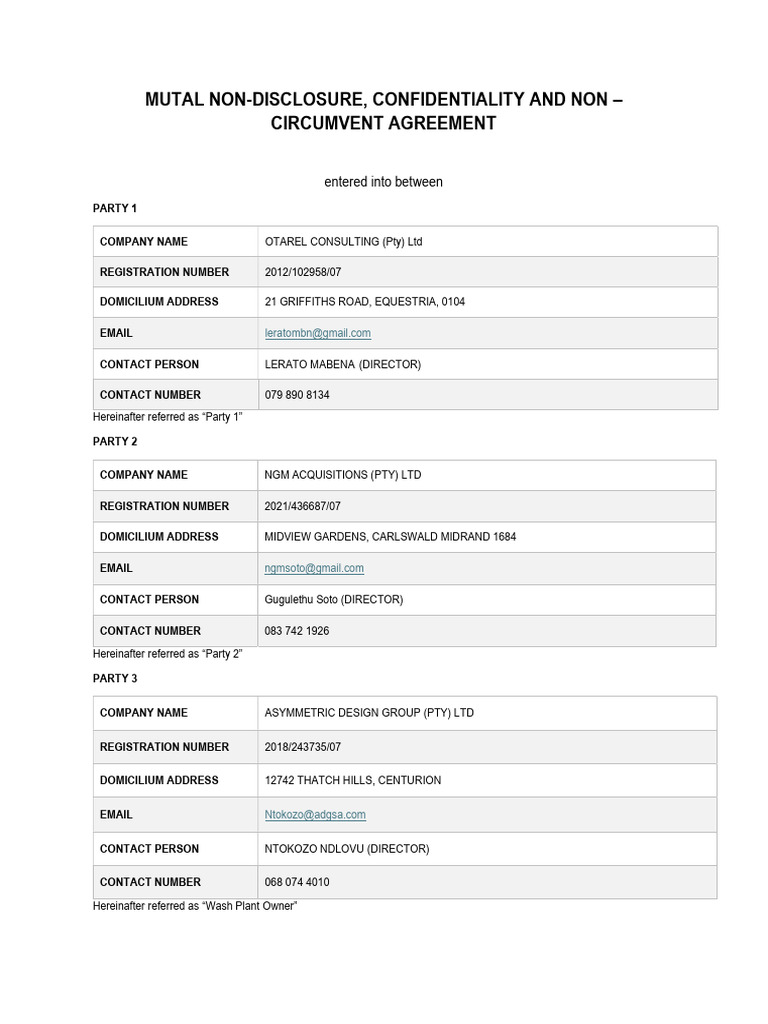 Mutual Non-Disclosure Agreement Template | PDF | Indemnity | Legal Remedy