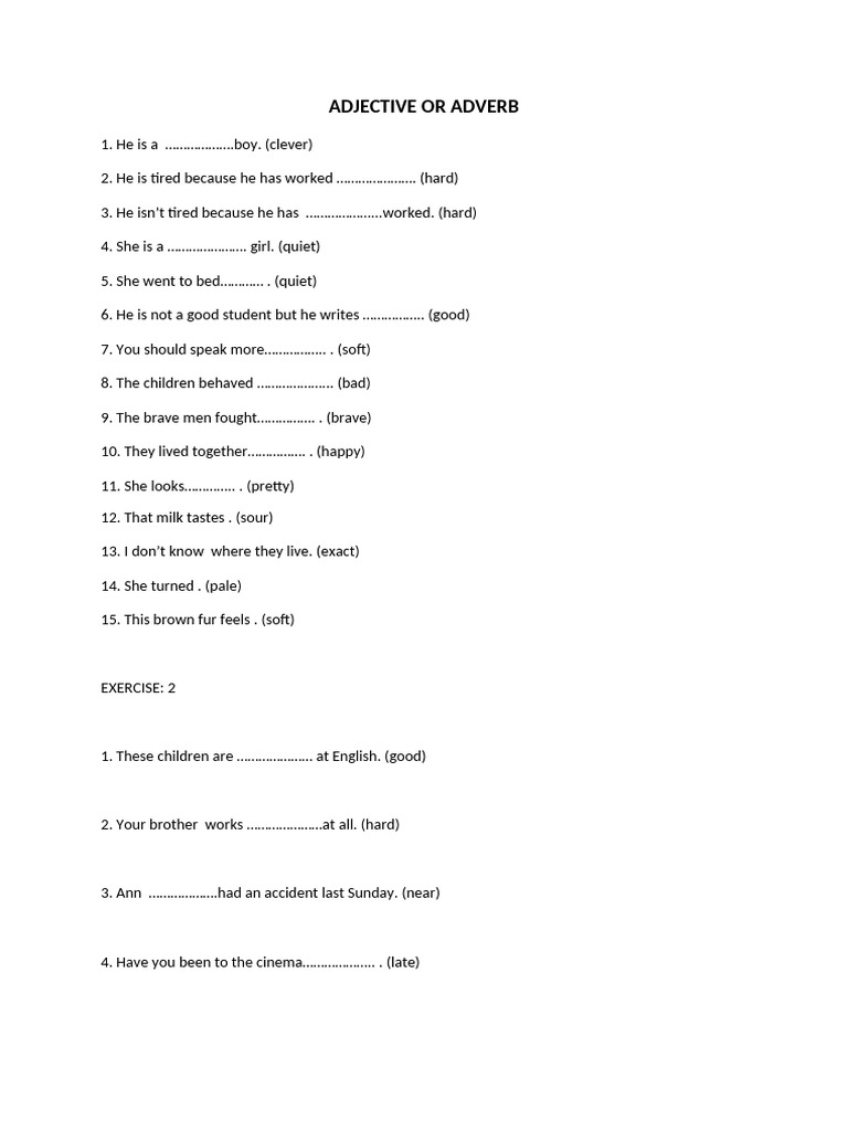 Adjective Adverb Pdf