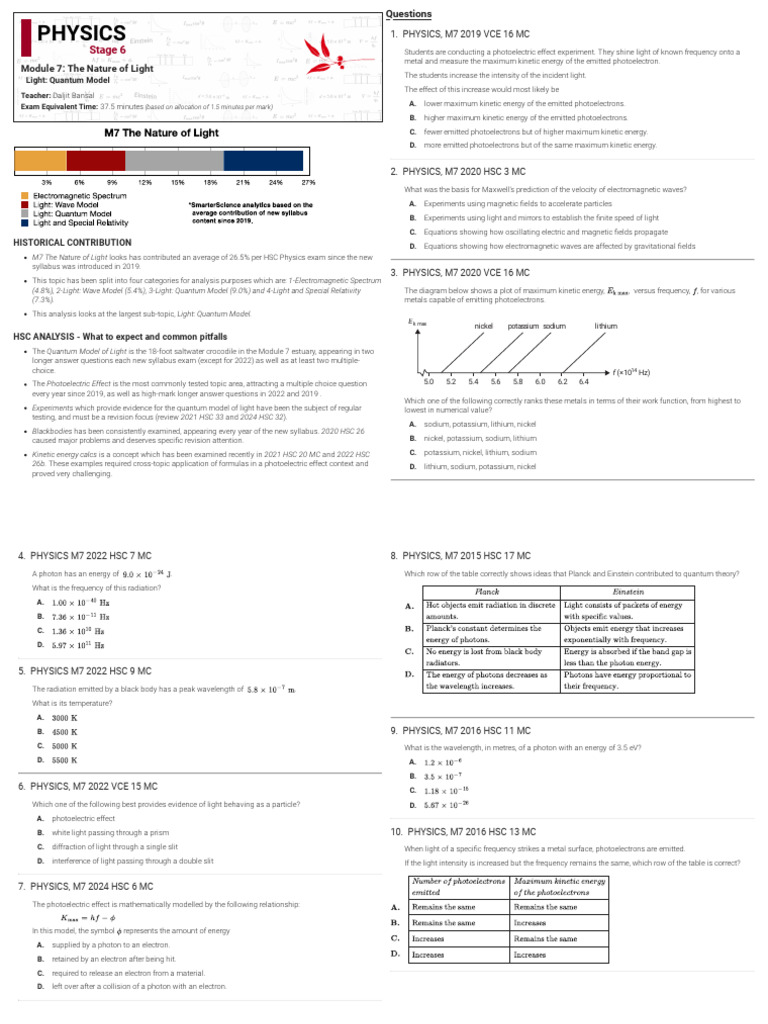 Quantum Model of Light Analysis | PDF | Photoelectric Effect | Light