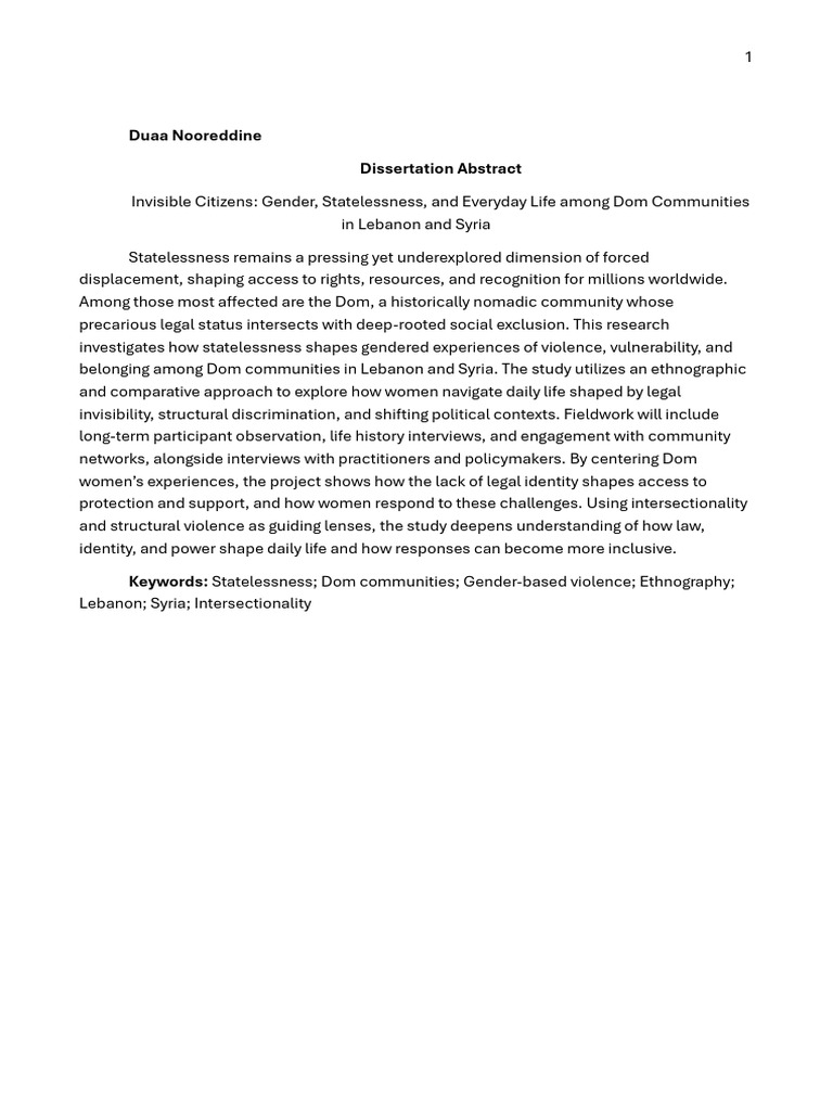 Dissertation Abstract - Duaa Nooreddine | PDF