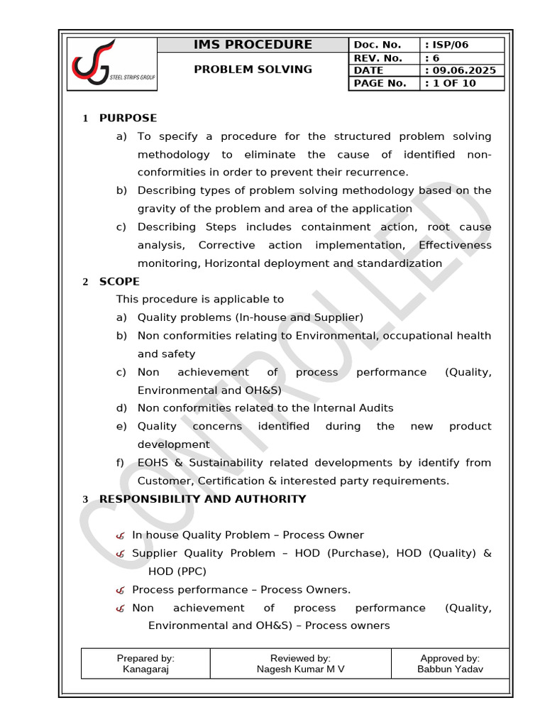 Structured Problem Solving Procedure | PDF