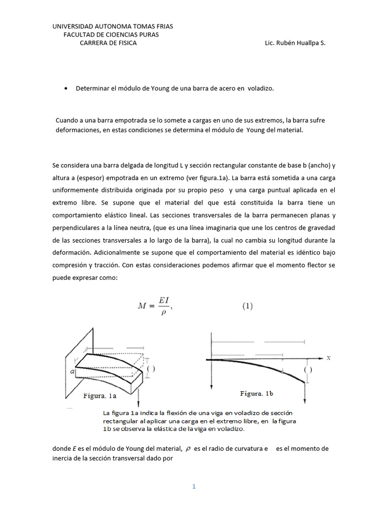 Módulo de Young en Barra Empotrada | PDF | El módulo de Young | Doblar