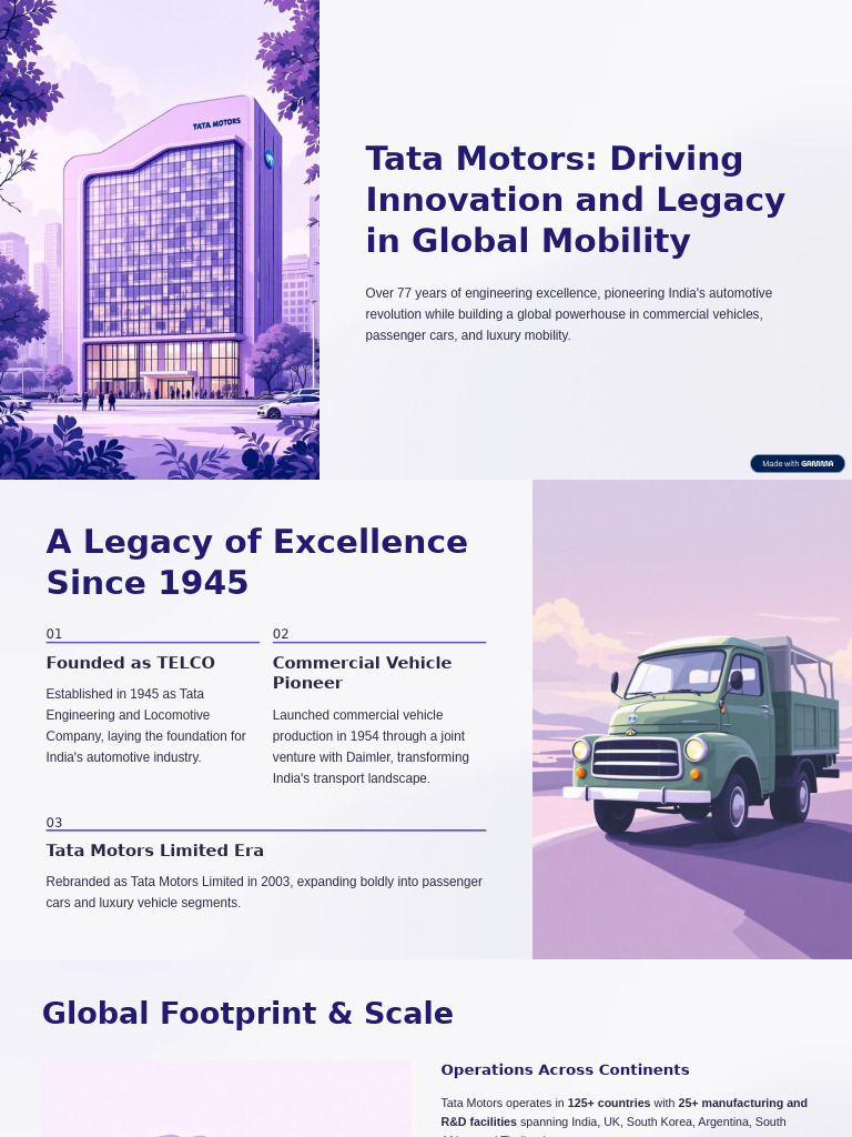 Tata Motors Driving Innovation and Legacy in Global Mobility | PDF ...