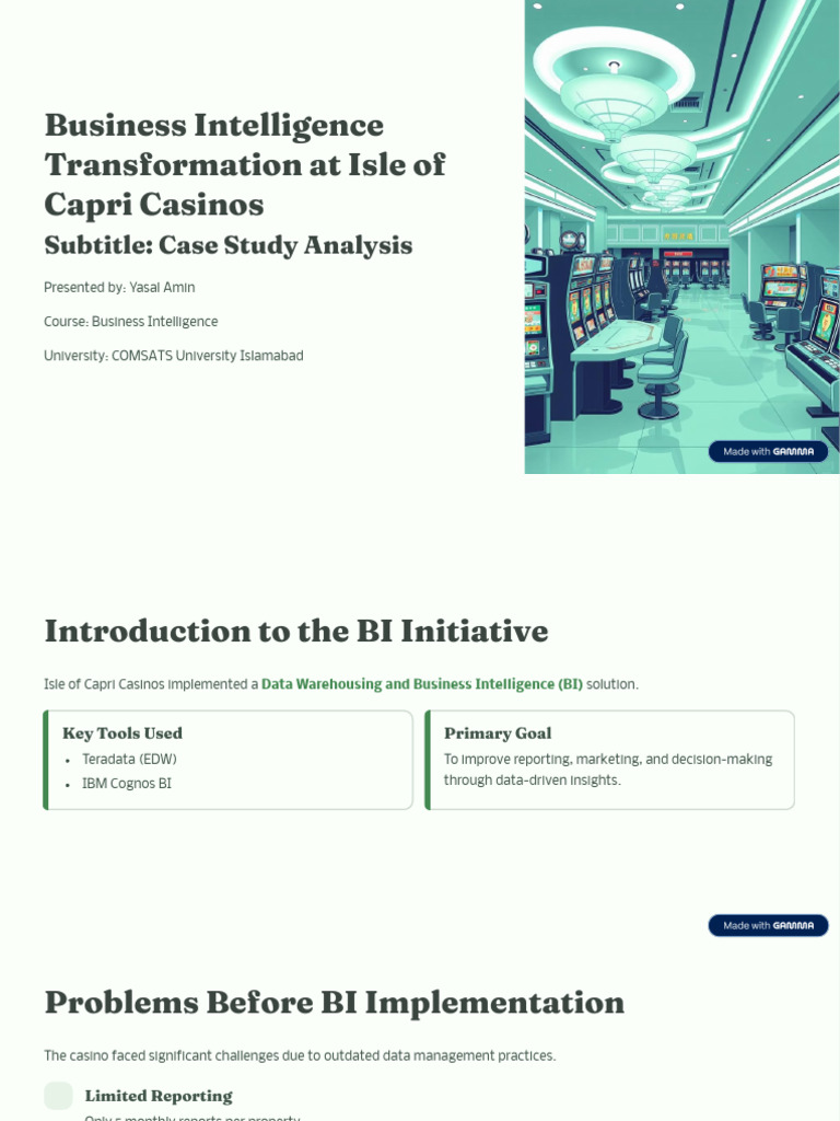 Business Intelligence Transformation at Isle of Capri Casinos | PDF | Business Intelligence ...