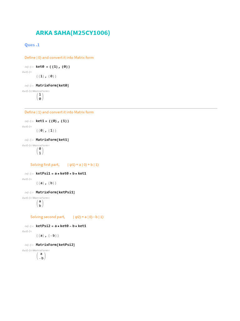 ARKA 1- HandsOn - Mathematica | PDF | Eigenvalues And Eigenvectors ...