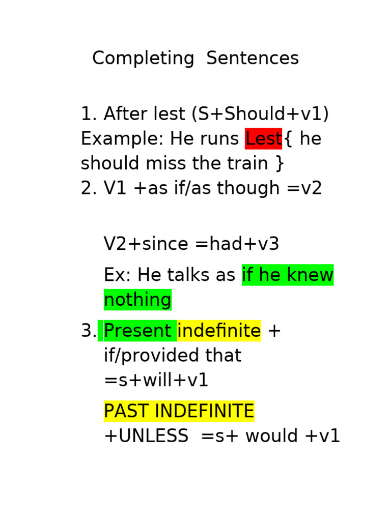 Completing Sentences | PDF