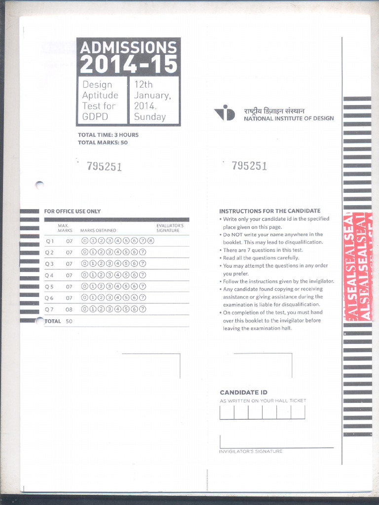 NID Sample Test Paper 02 | PDF