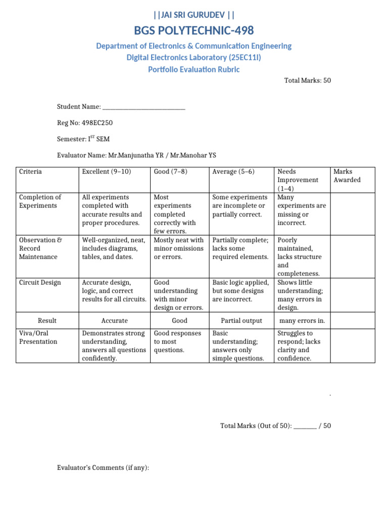 Digital Electronics Portfolio Evaluation | PDF | Digital Electronics ...