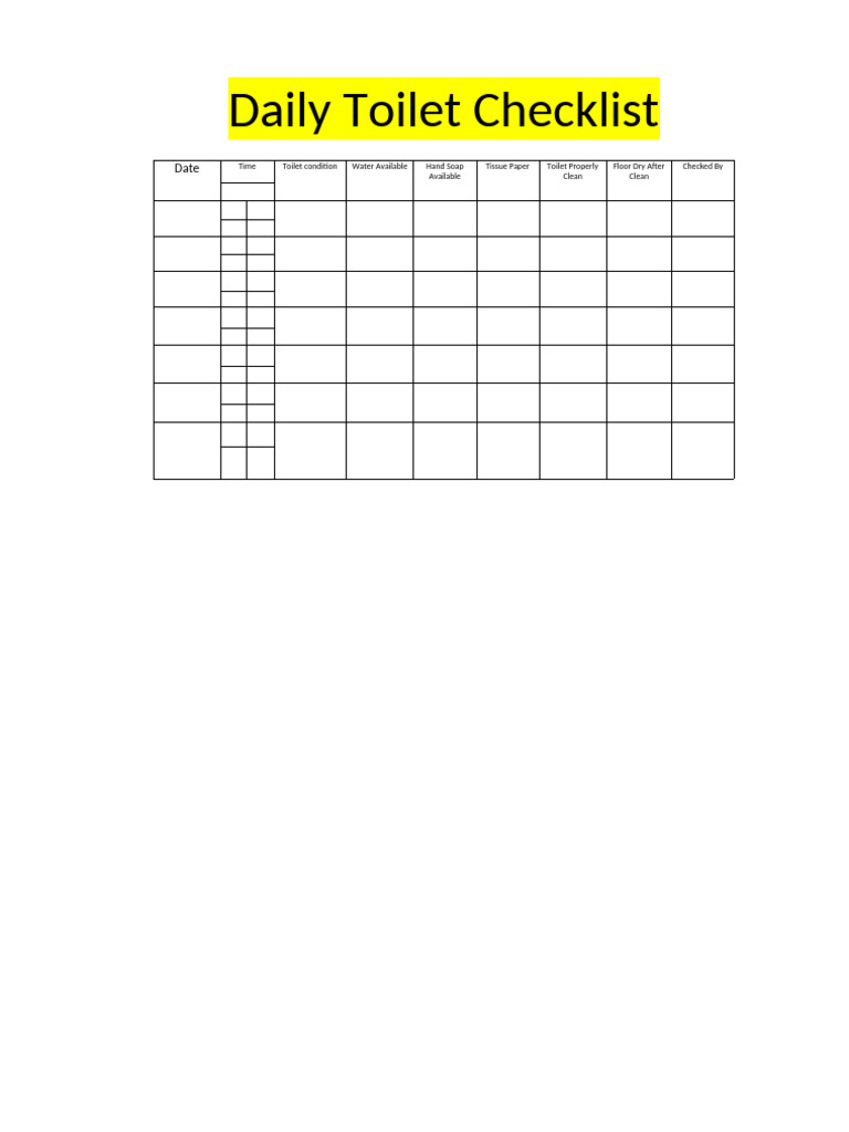 Daily Toilet Checklist | PDF