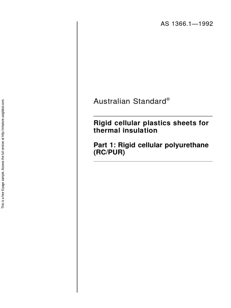 As 1366.1-1992 Rigid Cellular Plastics Sheets For Thermal Insulation ...